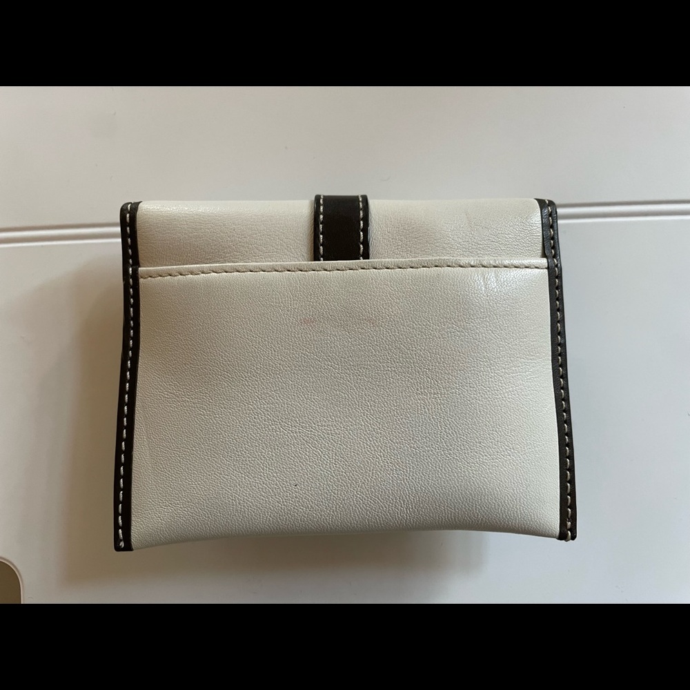 Coach White Leather Small Wallet With Brown Leather B… - Gem